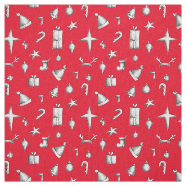 Simple Red Star Pattern Fabric | Zazzle