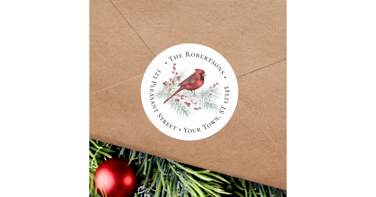 Christmas Red Cardinal Winter Return Address Label | Zazzle