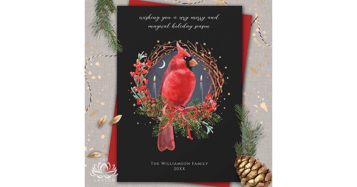 Christmas Red Cardinal Yule Solstice Holiday Card | Zazzle