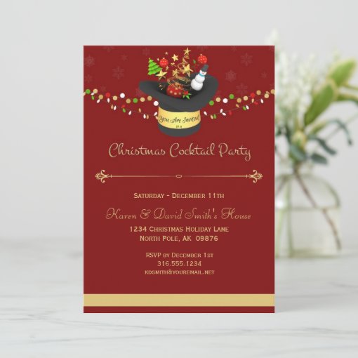 Christmas Red Cocktail Party Invitation | Zazzle
