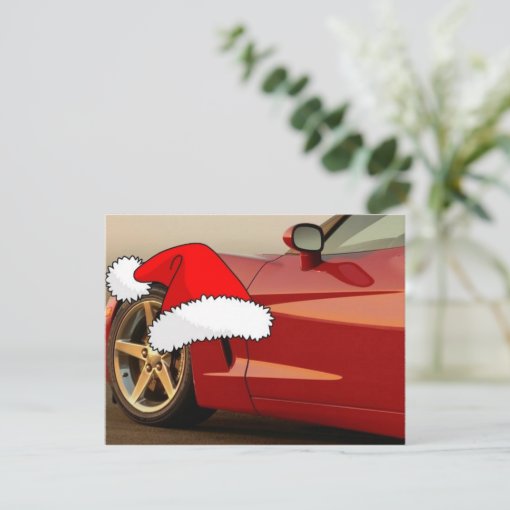 Christmas Red Corvette Holiday Card | Zazzle