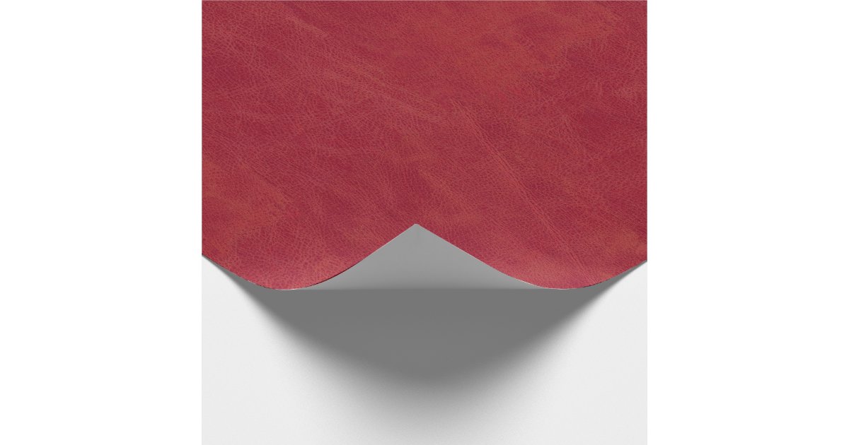 Christmas Red Faux Leather Texture Wrapping Paper | Zazzle