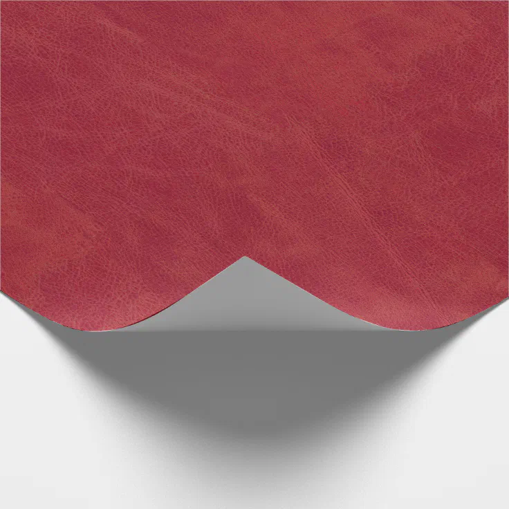 Christmas Red Faux Leather Texture Wrapping Paper | Zazzle