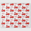 Christmas Red Fire Truck Wrapping Paper | Zazzle