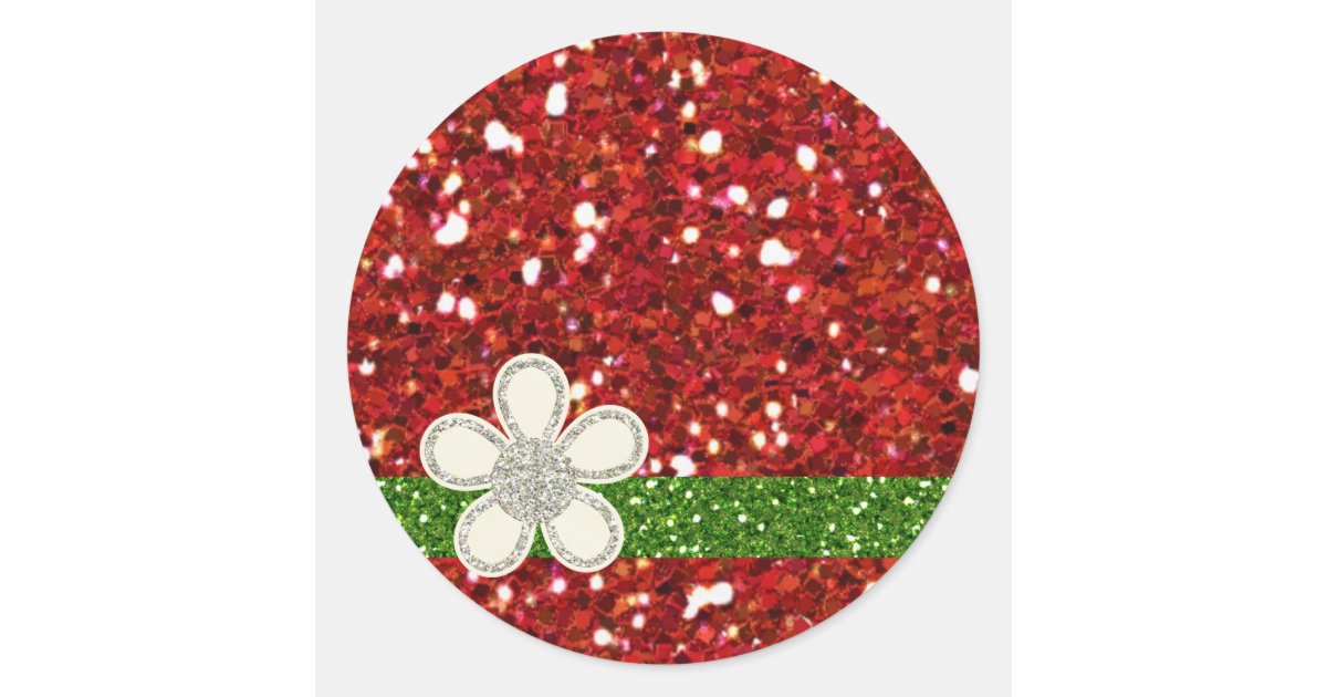 Christmas Red Glitters Sticker | Zazzle