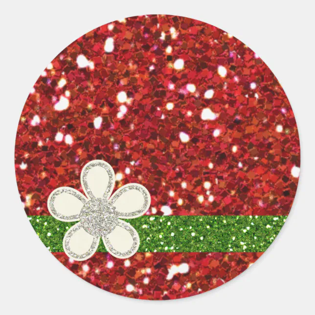 Christmas Red Glitters Sticker | Zazzle