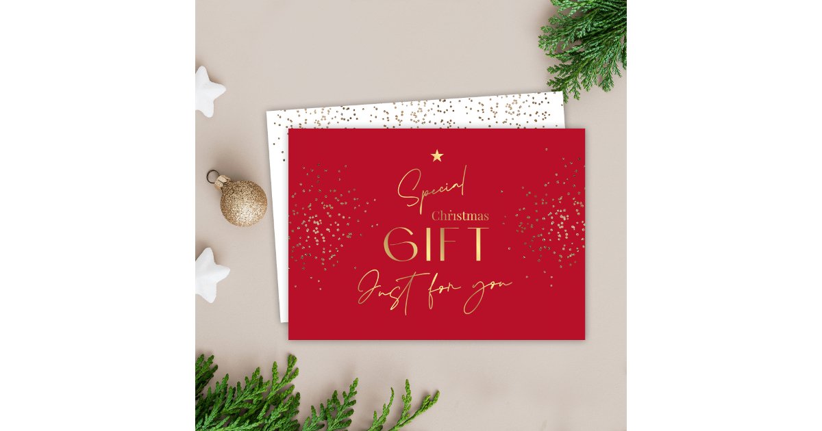 Christmas Red Gold Glitter Gift Certificate | Zazzle