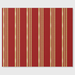 Christmas red gold striped pattern wrapping paper | Zazzle