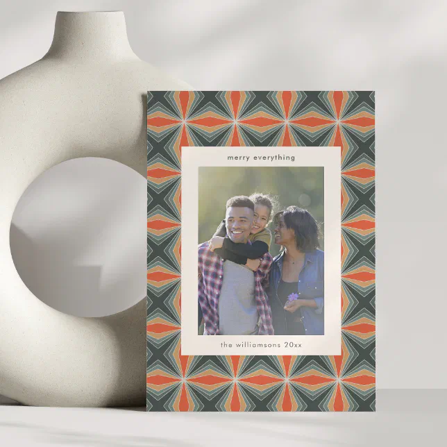 Christmas Red Green Art Deco Custom Letter Photo Holiday Card | Zazzle