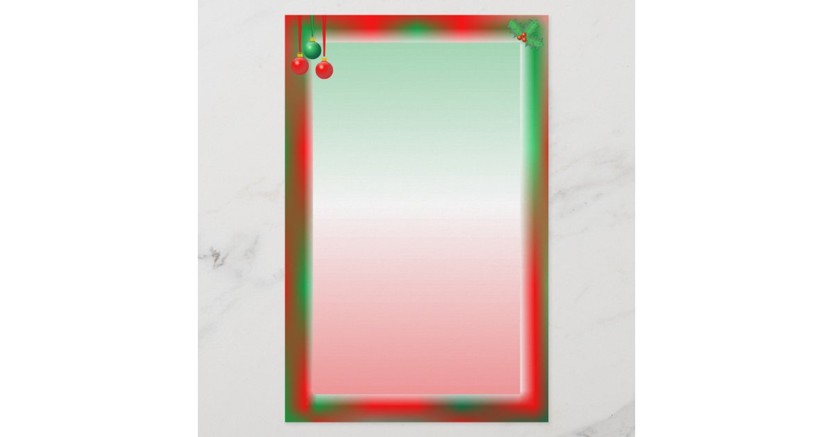Christmas Red/Green Border Stationery | Zazzle