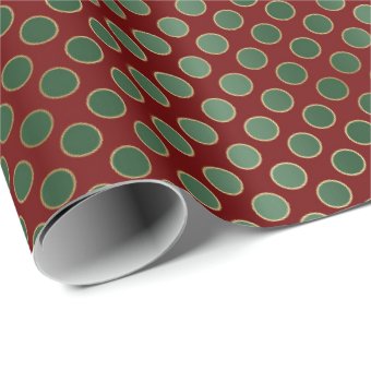Christmas Red Green Gold Dots Wrapping Paper | Zazzle