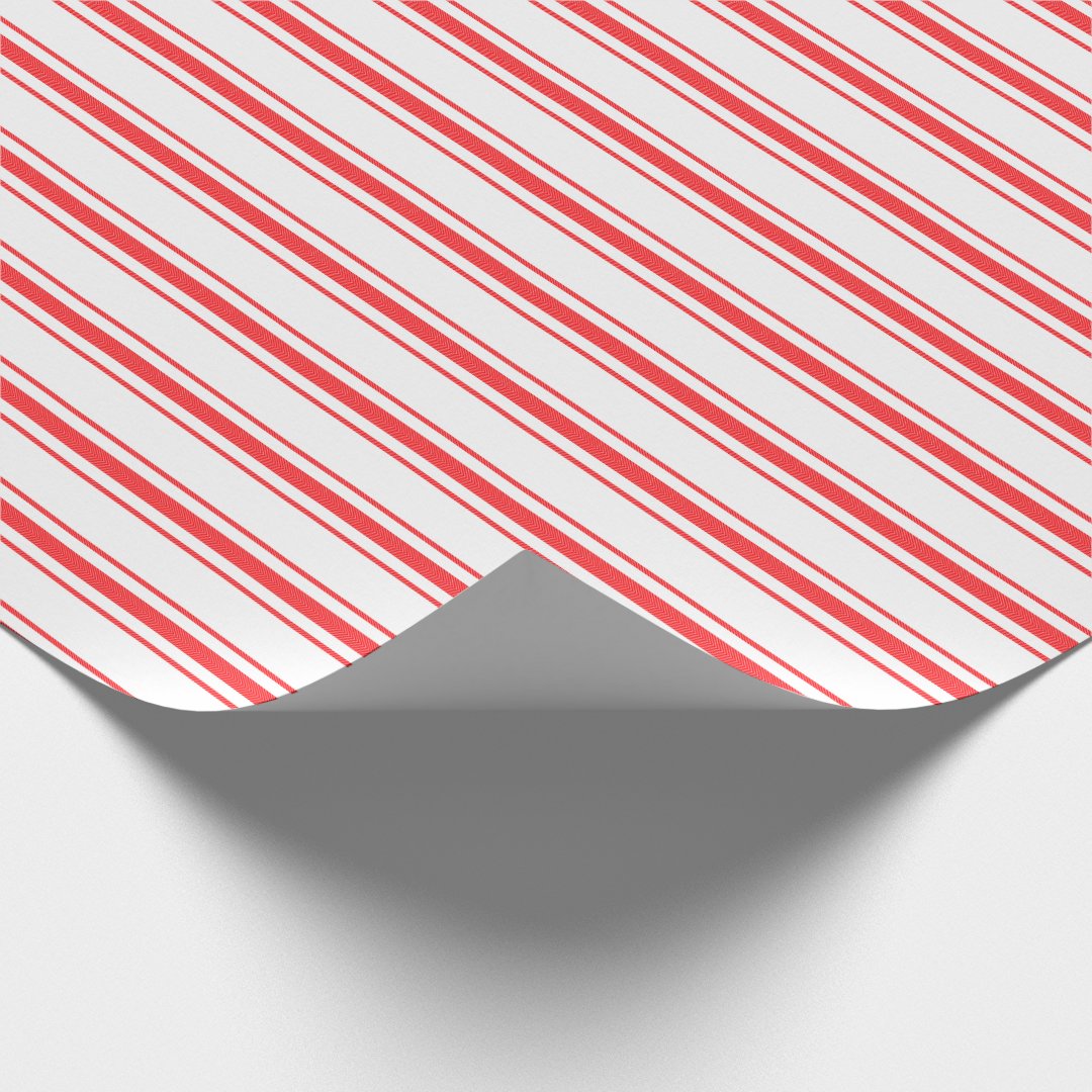 Christmas Red Mattress Ticking Bed Stripes Wrapping Paper | Zazzle