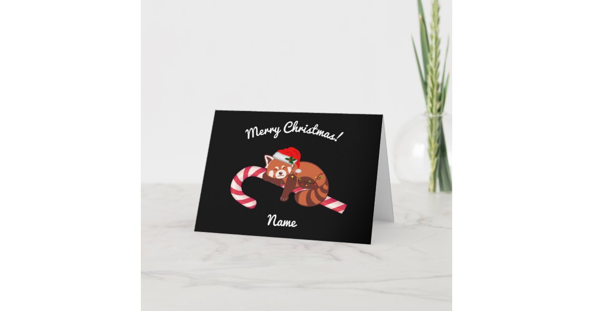 "Christmas Red Panda" Folded Holiday Card | Zazzle