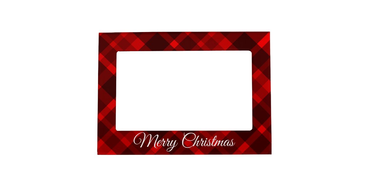 CHRISTMAS RED PLAID PATTERN MAGNETIC FRAME | Zazzle
