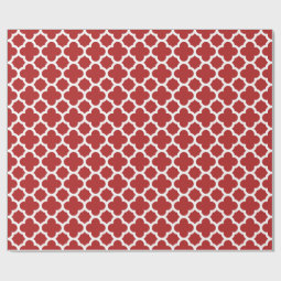 Christmas Red Quatrefoil Trellis Pattern Wrapping Paper | Zazzle