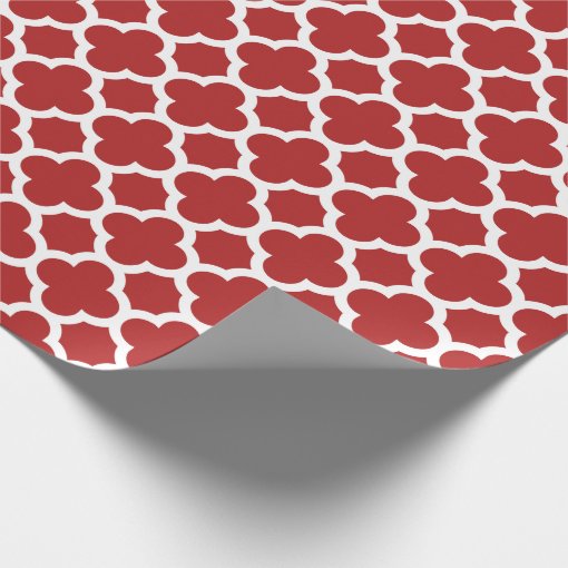 Christmas Red Quatrefoil Trellis Pattern Wrapping Paper | Zazzle