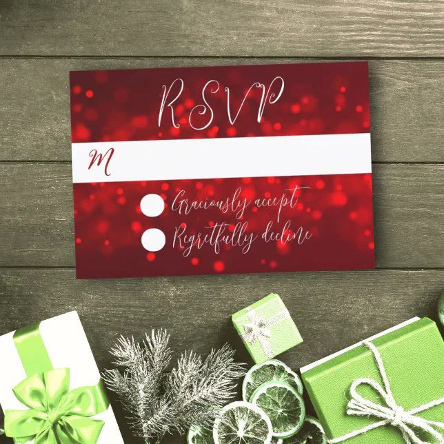 Christmas Red Sparkling Lights RSVP Cards | Zazzle