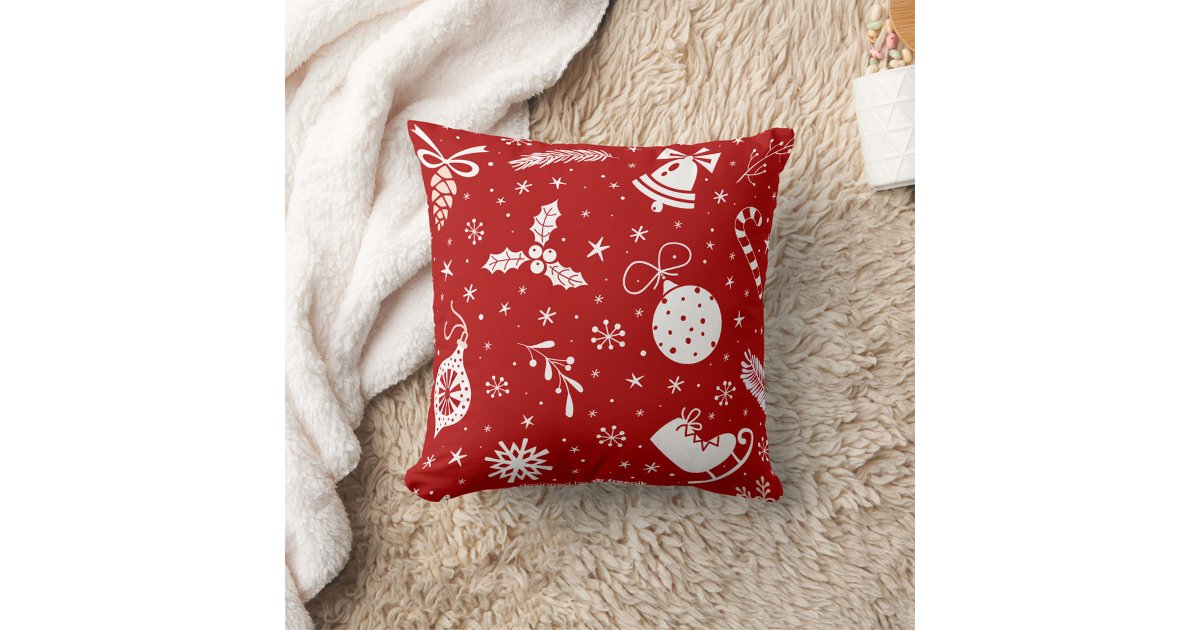 Christmas Red Throw Pillow | Zazzle