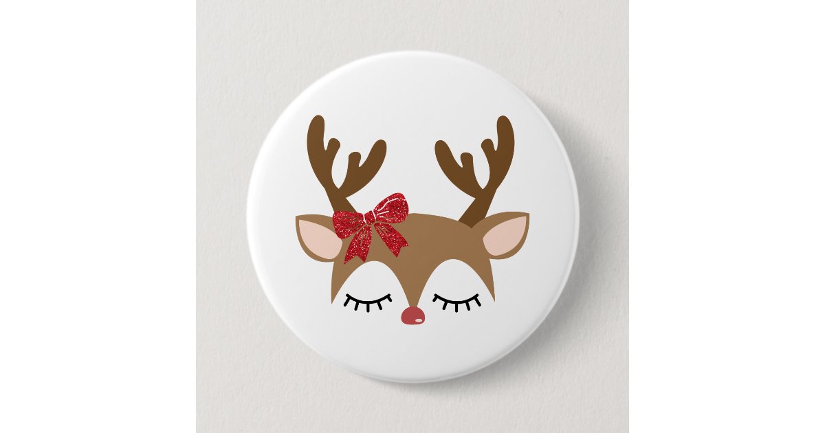 Christmas Reindeer Button | Zazzle