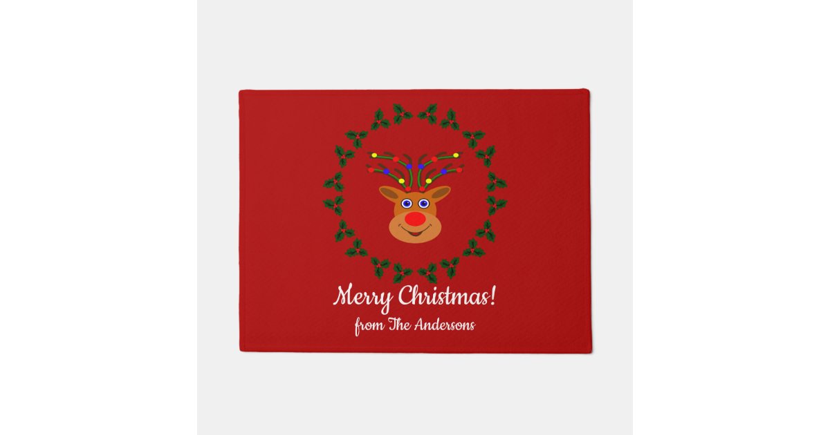 Christmas Reindeer Door Mat | Zazzle