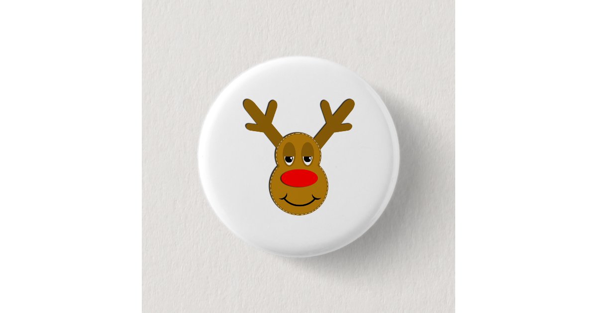 Christmas Reindeer Face Button | Zazzle