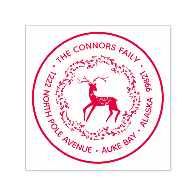 Christmas Reindeer Family Return Address Self-inking Stamp | Zazzle