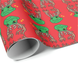 Christmas reindeer frog wrapping paper | Zazzle