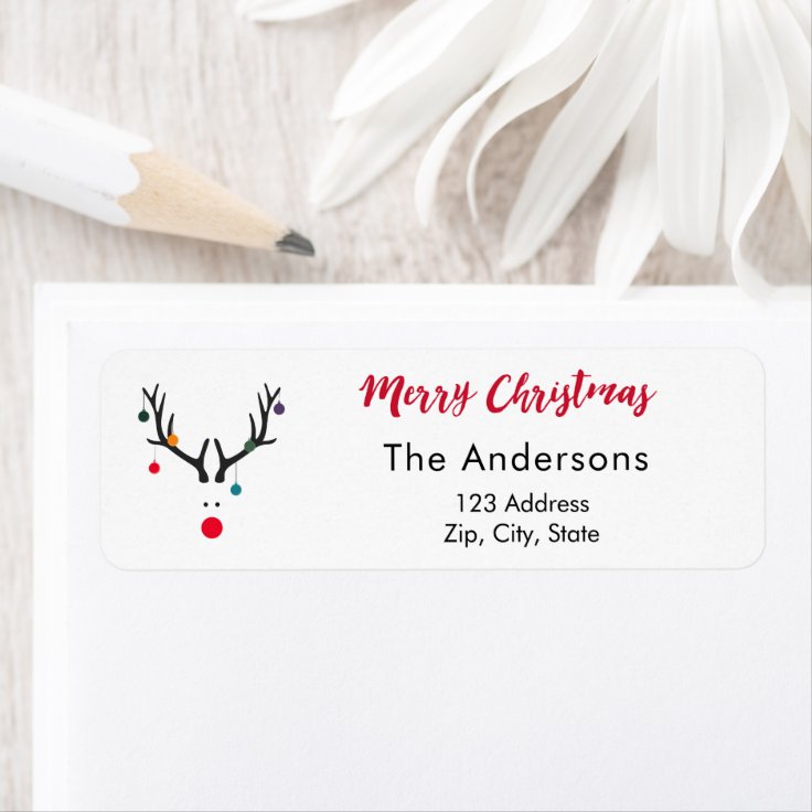 Christmas reindeer funny modern address return label | Zazzle