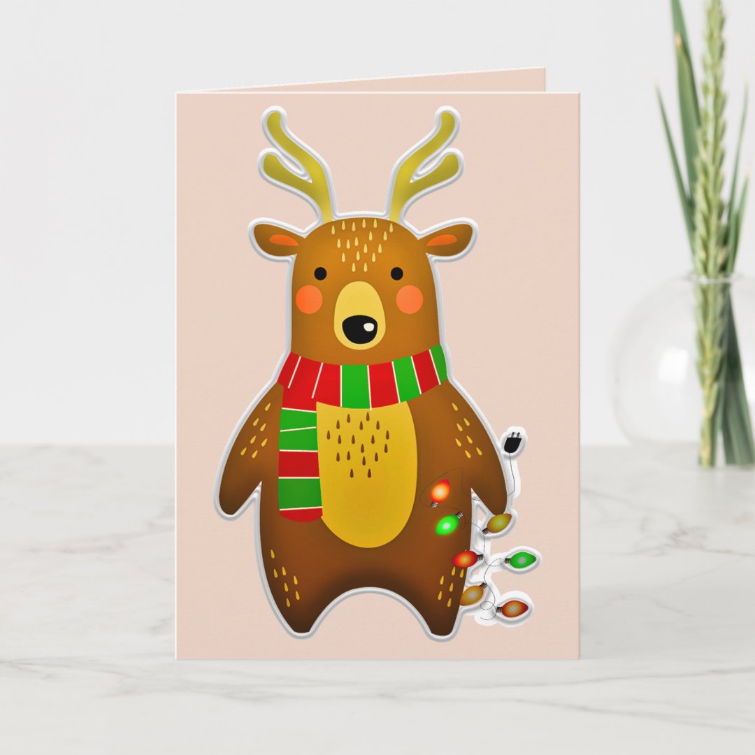 christmas reindeer greeting card | Zazzle