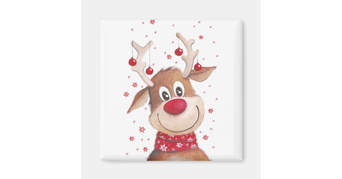 Christmas reindeer magnet | Zazzle