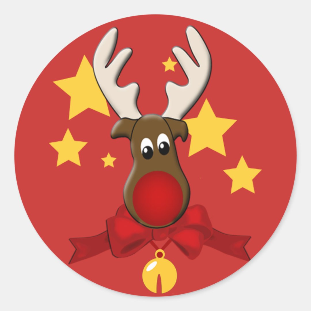 Christmas Reindeer Rudolph Sticker | Zazzle