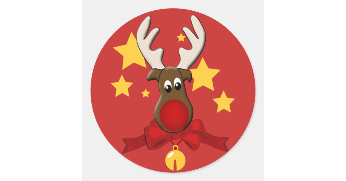 Christmas Reindeer Rudolph Sticker | Zazzle