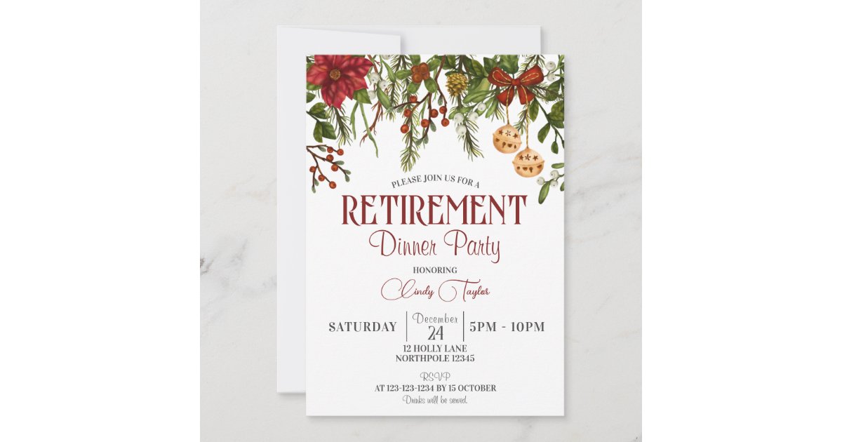 Christmas Retirement Party, Company Retiring Invitation | Zazzle