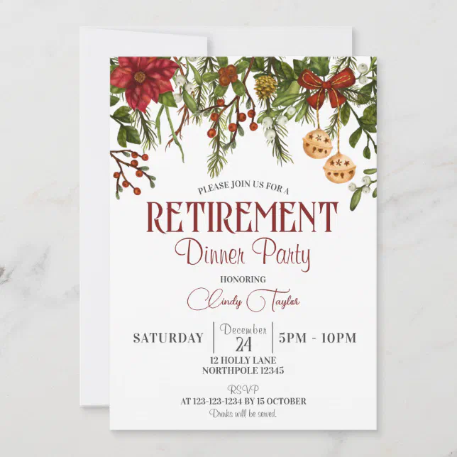 Christmas Retirement Party, Company Retiring Invitation | Zazzle