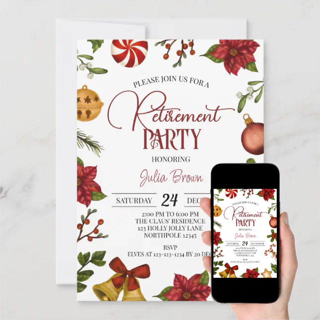 Christmas Retirement Party Invitation | Zazzle