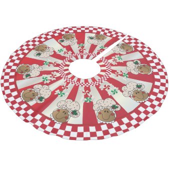 Christmas Retro Gingerbread Bakers Brushed Polyester Tree Skirt | Zazzle