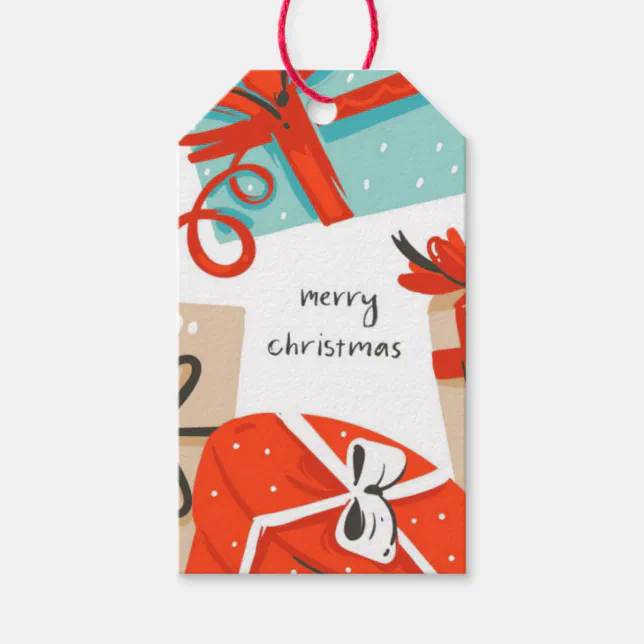 Christmas Retro Packages Gift Tags | Zazzle