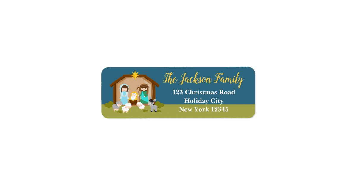 Christmas Return Address Labels (Cute Nativity) | Zazzle
