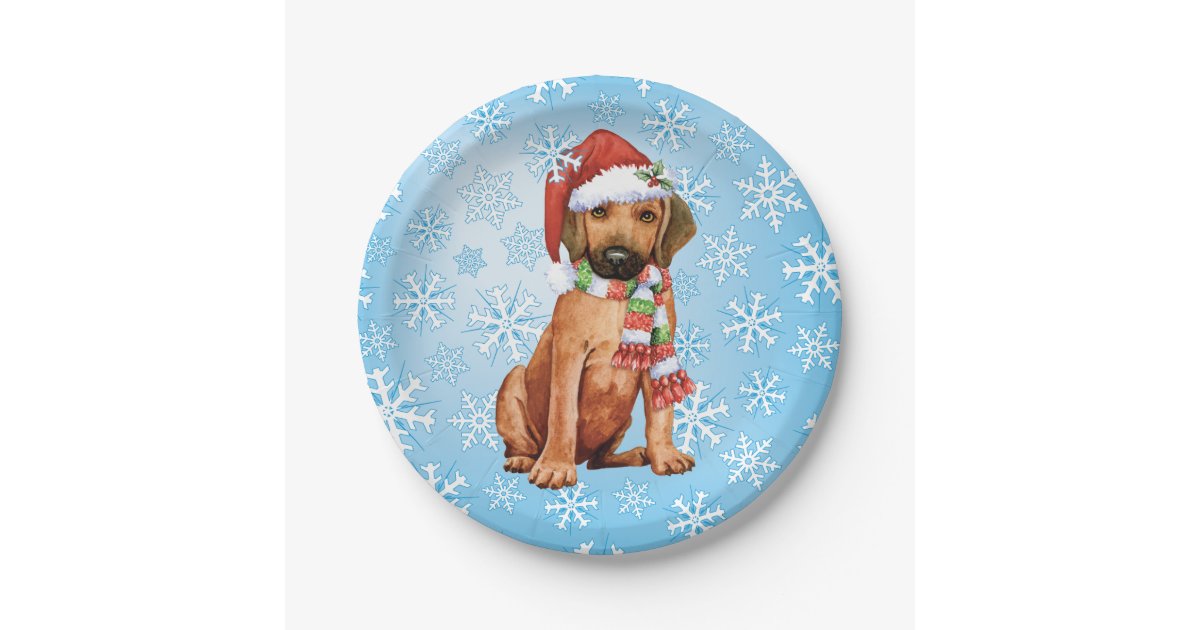 Christmas Rhodesian Ridgeback Paper Plates | Zazzle