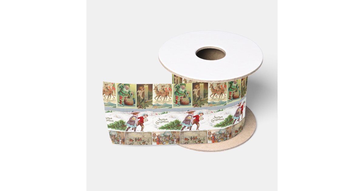 Christmas Ribbon, Santa Vintage Satin Ribbon | Zazzle