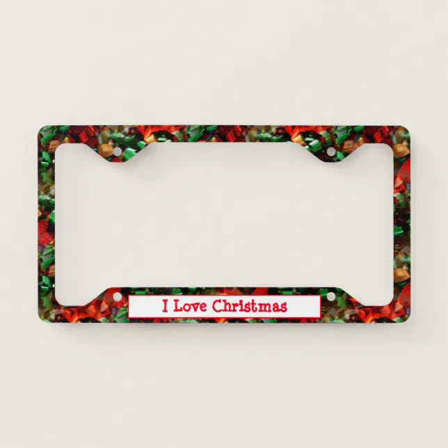Christmas Ribbons Your Message License Plate Frame | Zazzle