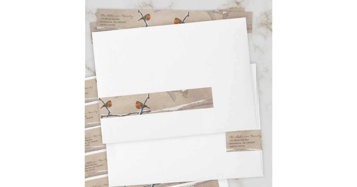 Christmas Robin Bird Wrap Around Address Label | Zazzle