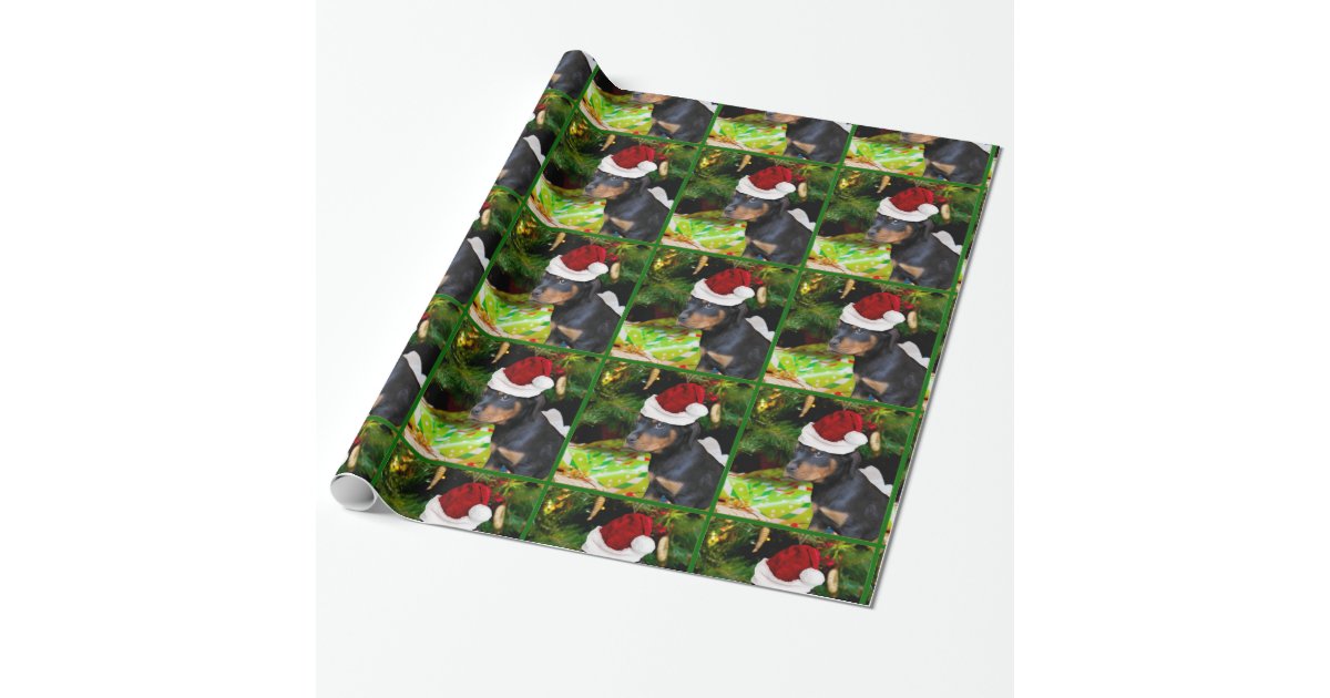 Christmas Rottweiler puppy wrapping paper | Zazzle