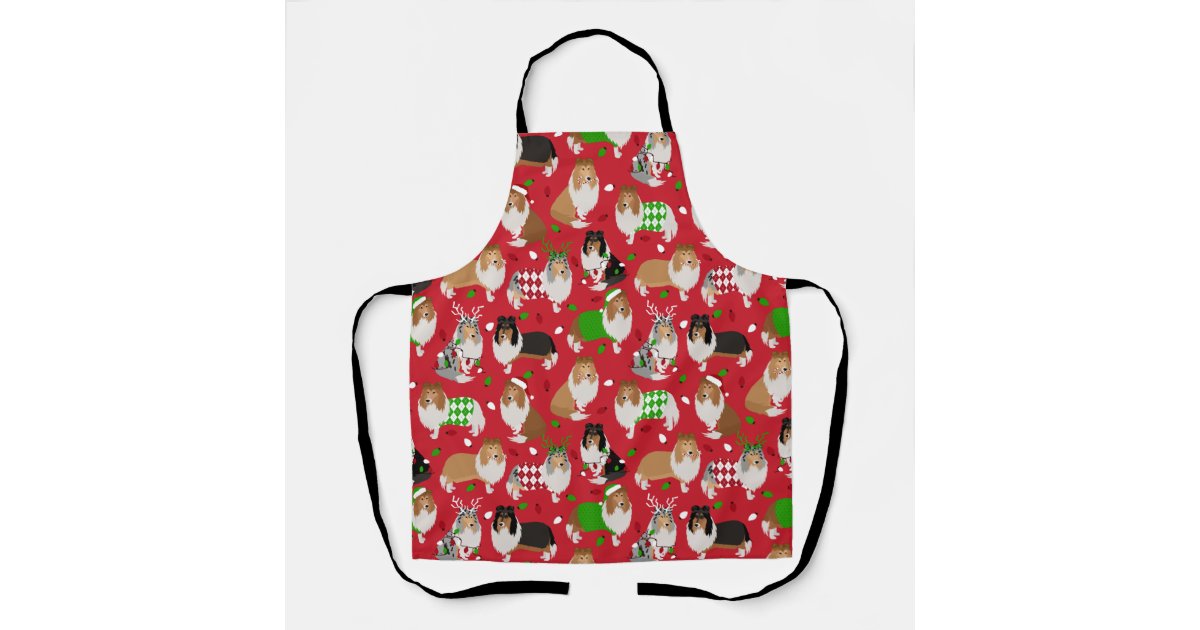 Christmas Rough Collie Apron | Zazzle