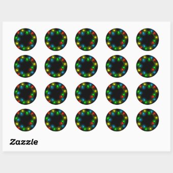 Christmas round lights classic round sticker | Zazzle