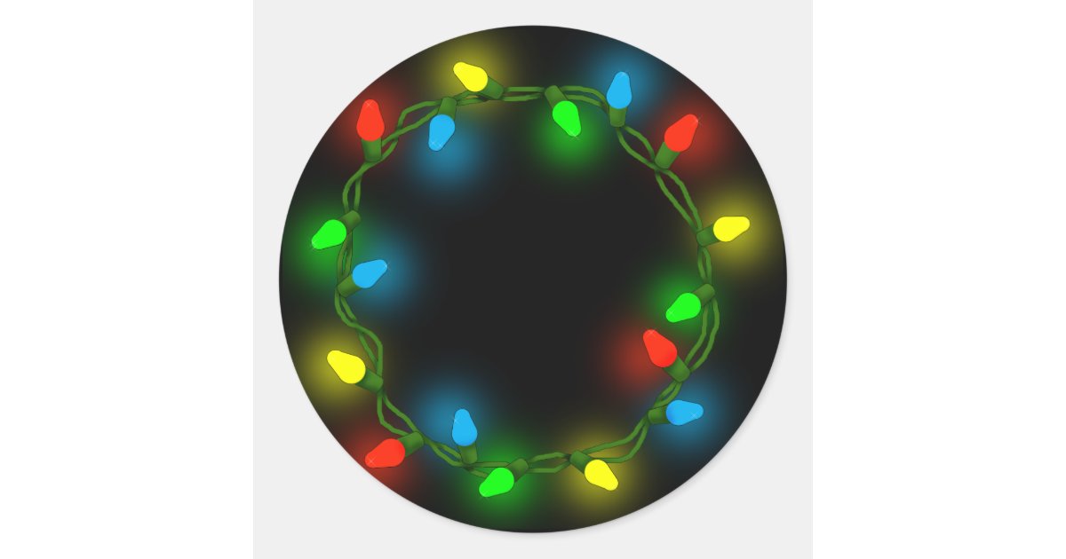 Christmas round lights classic round sticker | Zazzle