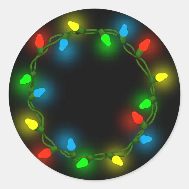 Christmas round lights classic round sticker | Zazzle
