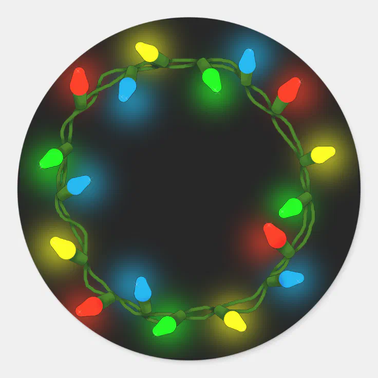 Christmas round lights classic round sticker | Zazzle