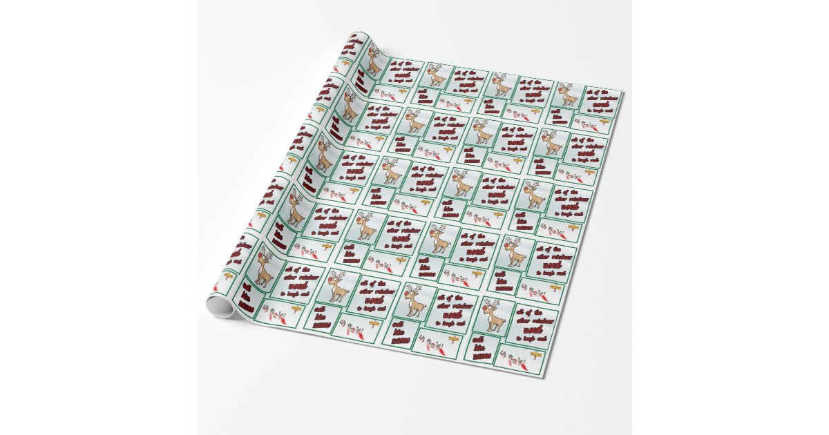 Christmas Rudolph Reindeer Names Wrapping Paper | Zazzle