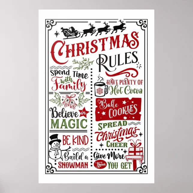 Christmas rules poster | Zazzle